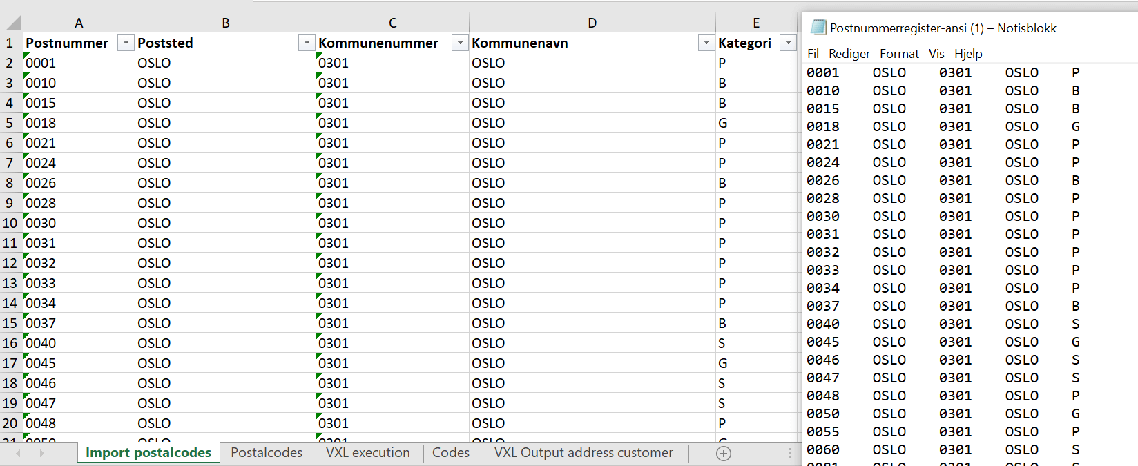 Vince Excel in action - Correcting Postal Codes – VINCE