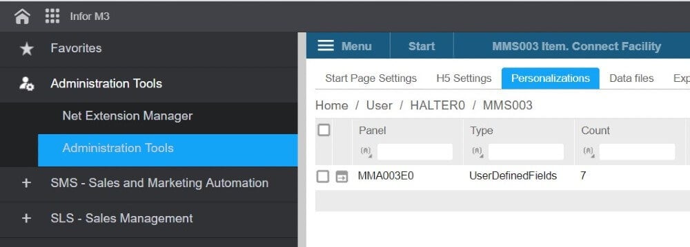 Extend your Infor M3 tables with custom fields